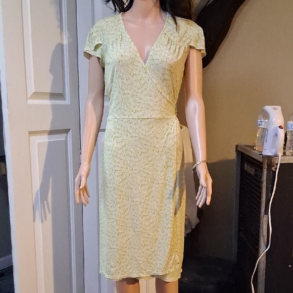 Merona | Dresses | Merona Yellow Sheath Midi Dress With Flutter Cap ...